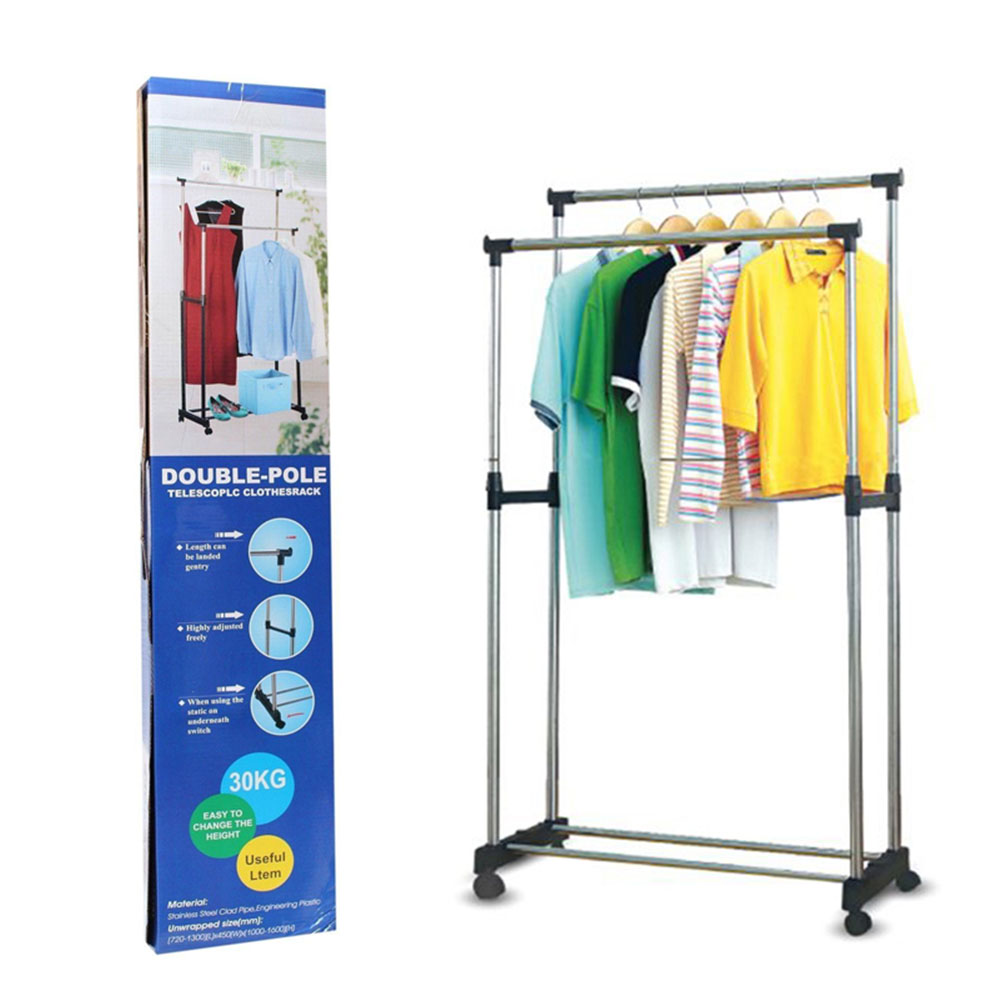 Double Pole, Telescoping Clothes Rack - TezkarShop Official Website