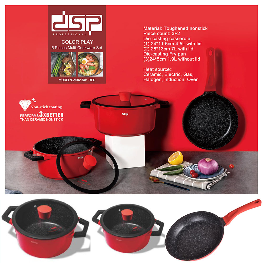 DSP Cookware Set Of 5 PCS CA002-S01-Red - TezkarShop Official Website