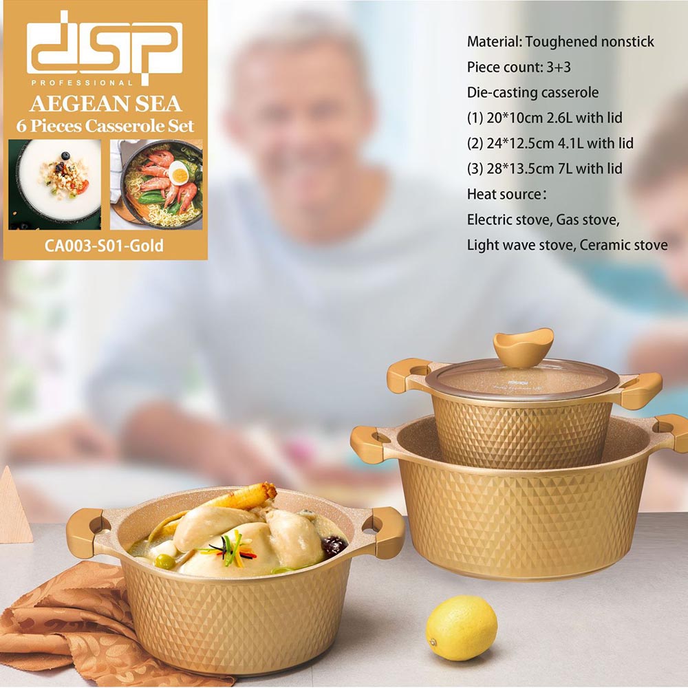 DSP, Cookware Set Of 6 pcs, CA003-S01-Gold - TezkarShop Official Website