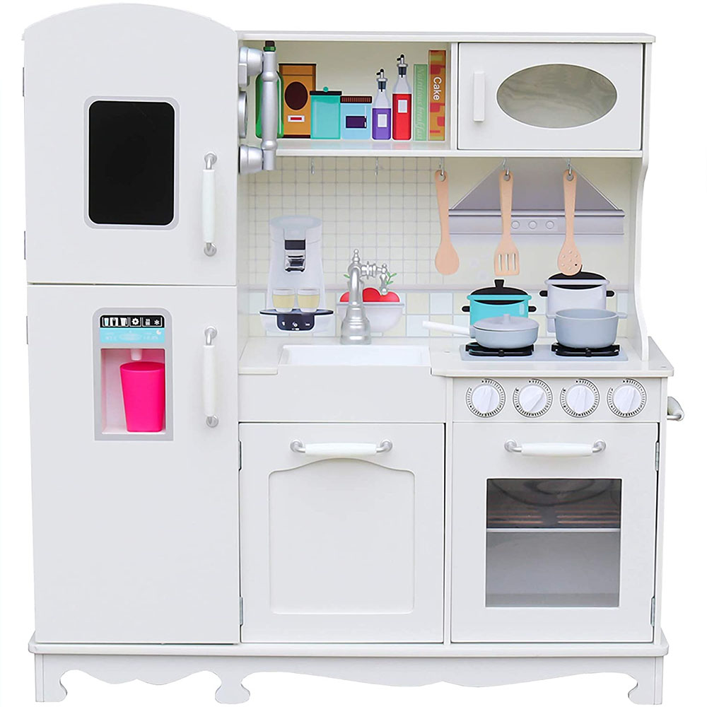 Wooden Pretend Large Kitchen for Kids, Included Accessories ...