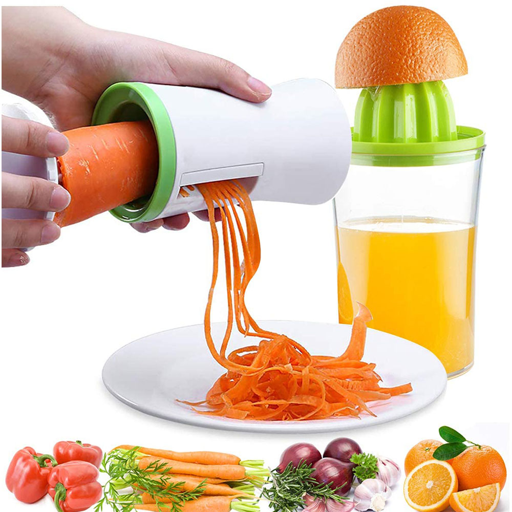 Vegetable Spiralizer and Manual Citrus Squeezer, 2 in 1 Kitchen Gadget ...