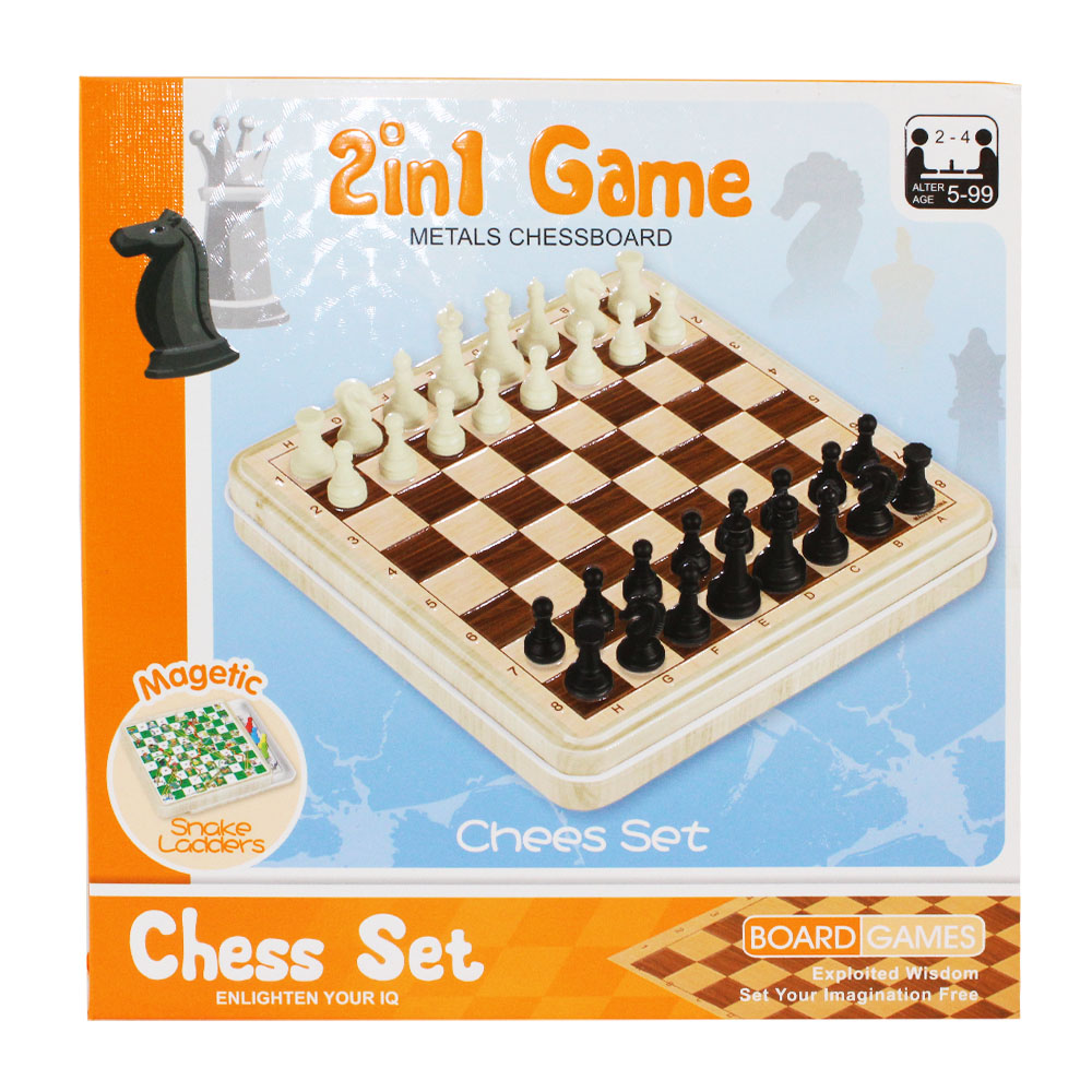 2 In 1 Game Snake Ladders & Chess Magnetic Tin Box NO.F489 - TezkarShop ...