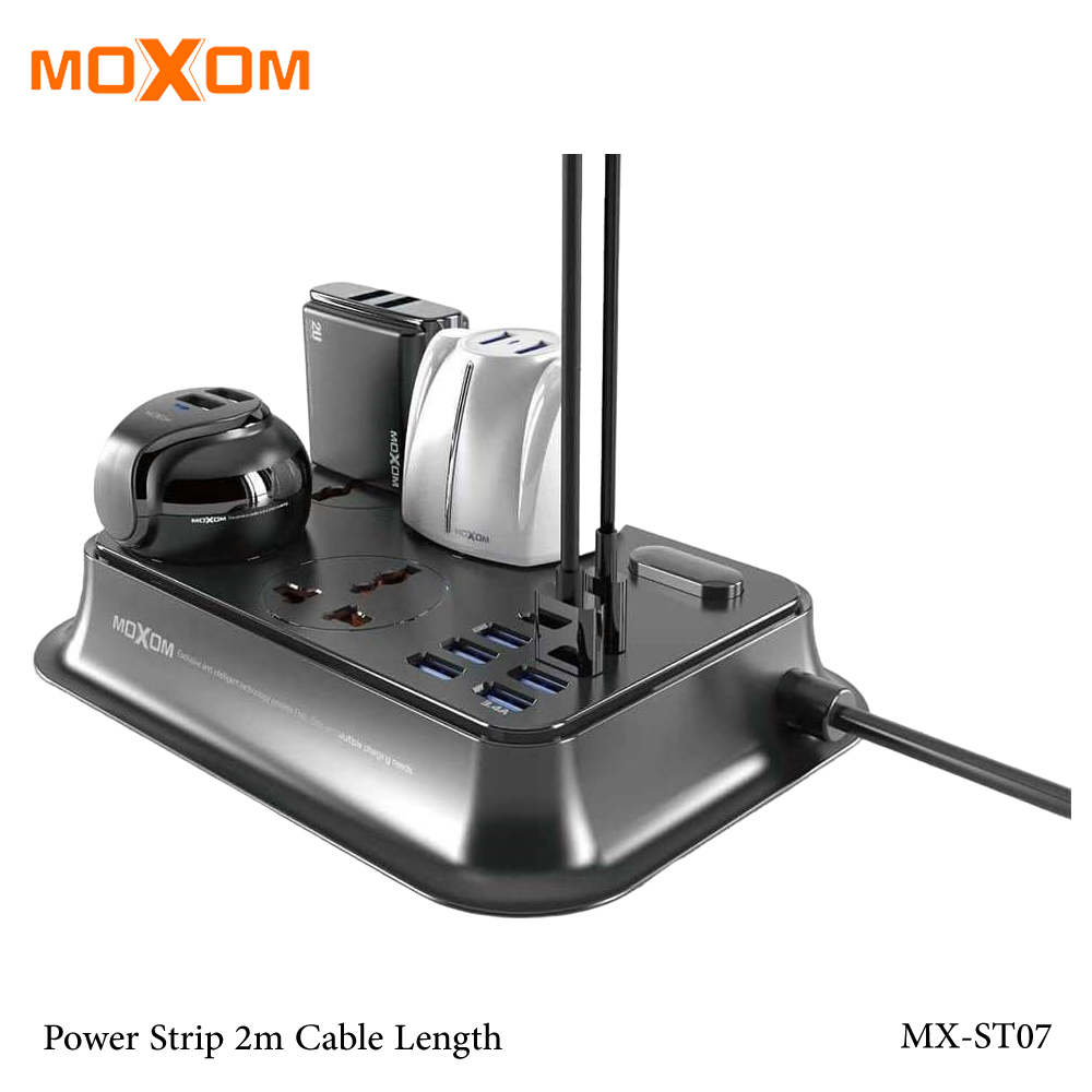 Moxom Smart Power Socket 3.4A 6 Usb Ports + 2 Pd Type-C + 4Eu MX-St07 - TezkarShop Official Website