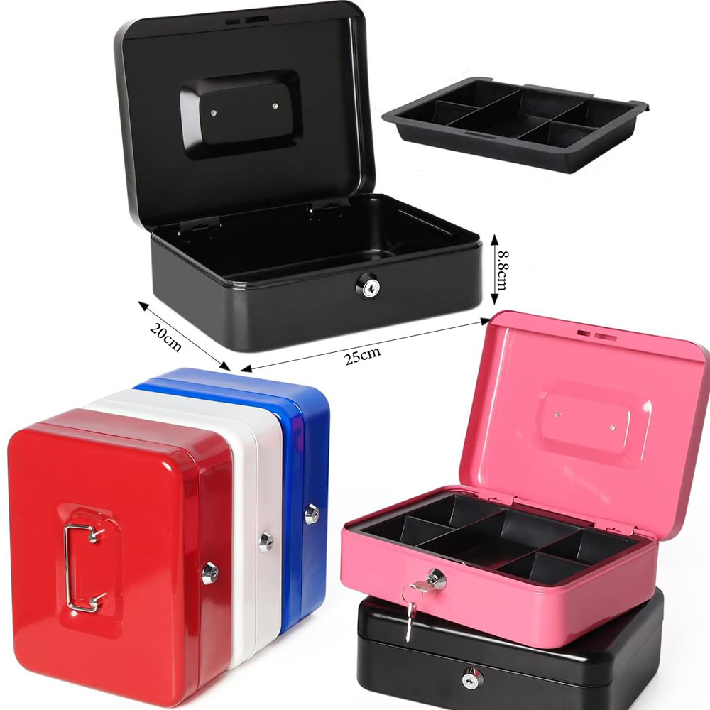 Large Cash Box with Key Lock (L20 X W25 X H9)CM - TezkarShop Official ...