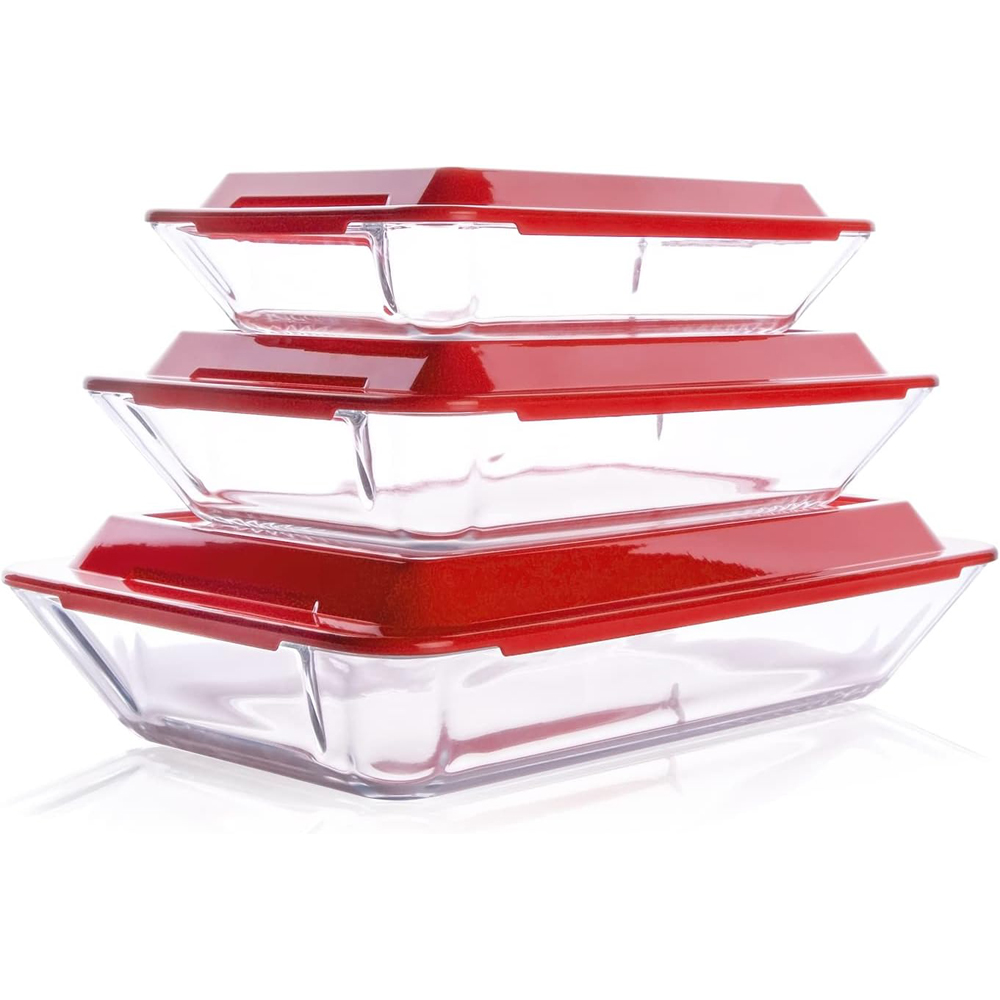 FENIX Set of 3PCS Tempered Nesting Glass Bakeware Set - TezkarShop ...