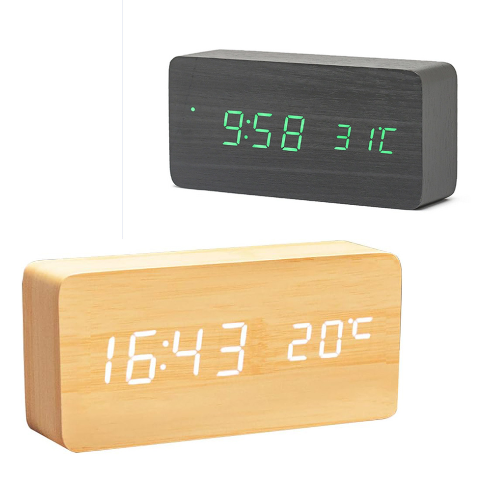 Wooden Digital Clock CJ5519 - TezkarShop Official Website