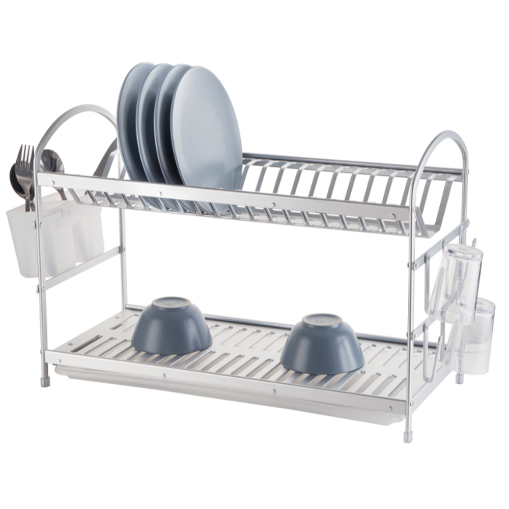 54-cm Aluminum Large 2-Layer Dish Rack - TezkarShop Official Website