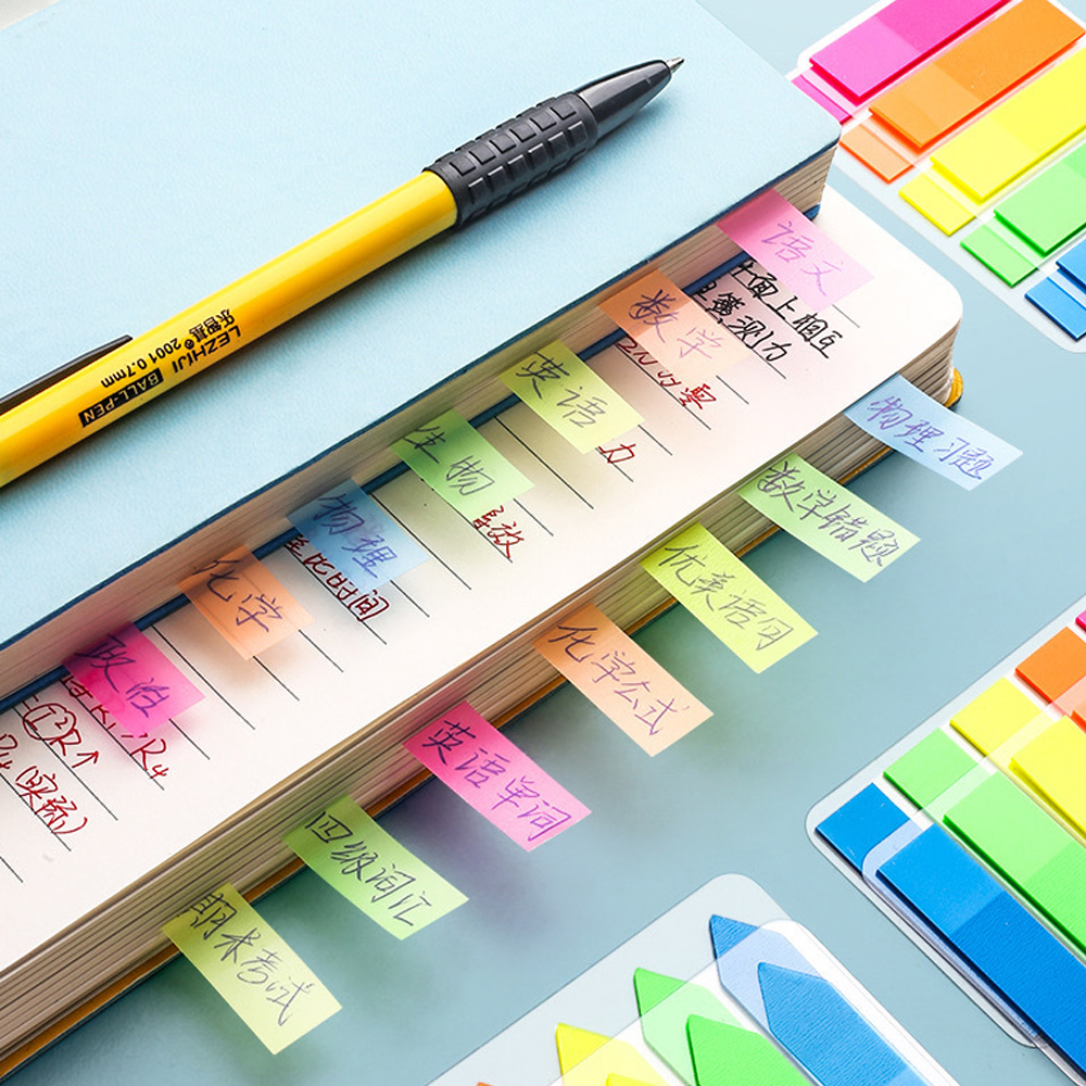 100 Pieces Sticky Notes Flags Text Highlighter 5 Colors - TezkarShop ...