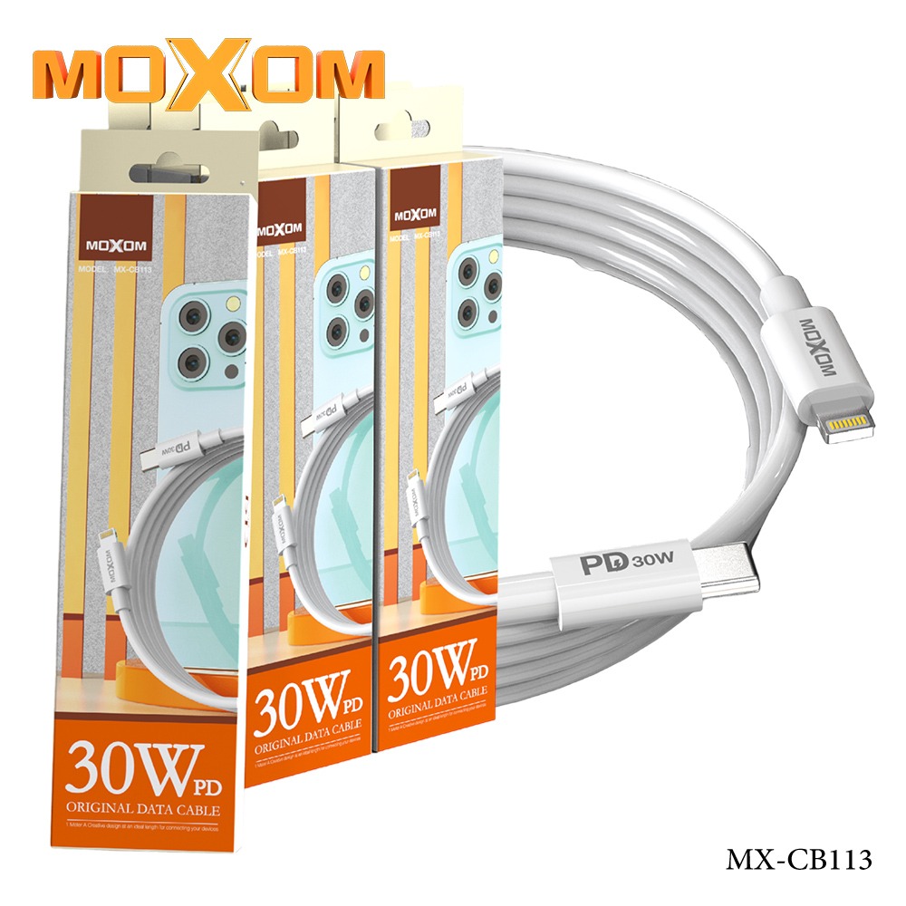 Moxom MX-CB113, PD30W 1m Data & Charge Cable, Type-C to Lightning ...