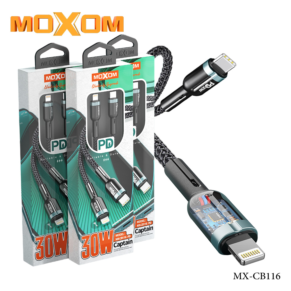 Moxom MX-CB116, PD30W 1m Data & Charge Cable, Type-C to Lightning - TezkarShop Official Website