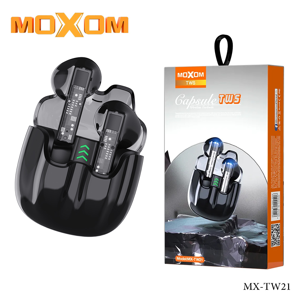 Moxom MX-TW21, Wireless Headphone TWS Capsule Black - TezkarShop ...