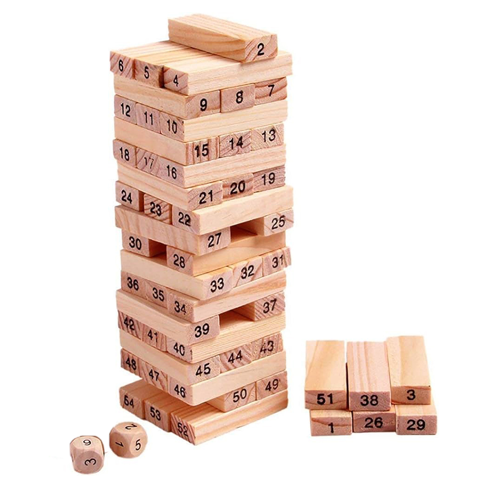 Wooden Tower Stacking Toys with Dices - TezkarShop Official Website