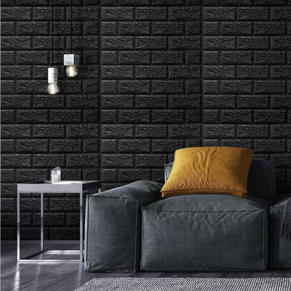 Brick 3D Foam Wall Sticker Black 77 x 70 x 0.6 cm - TezkarShop Official ...