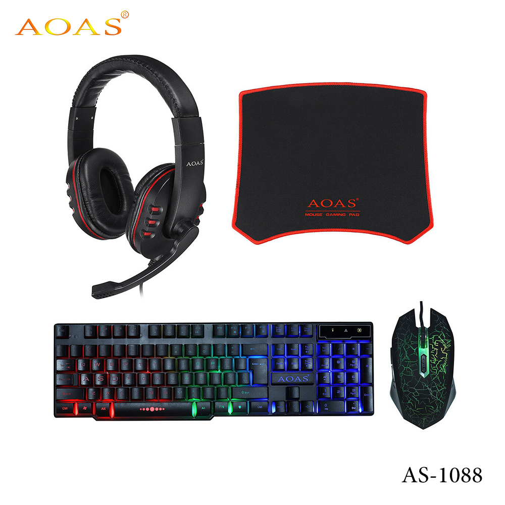 AOAS AS-1088 RGB Gaming Keyboard 4 Pcs Set - TezkarShop Official Website