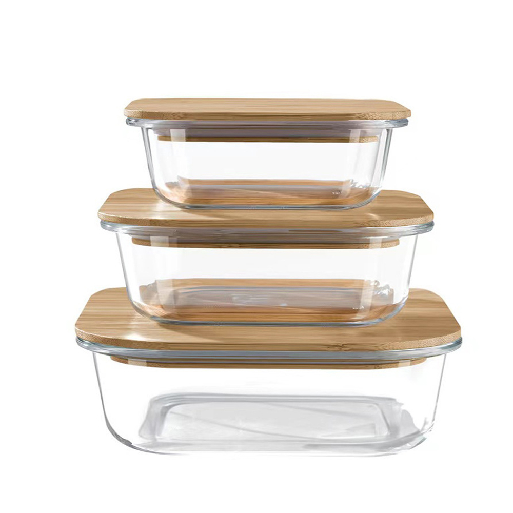 3-Pieces Rectangular Glass Food Storage Containers 370/640/1040ml ...