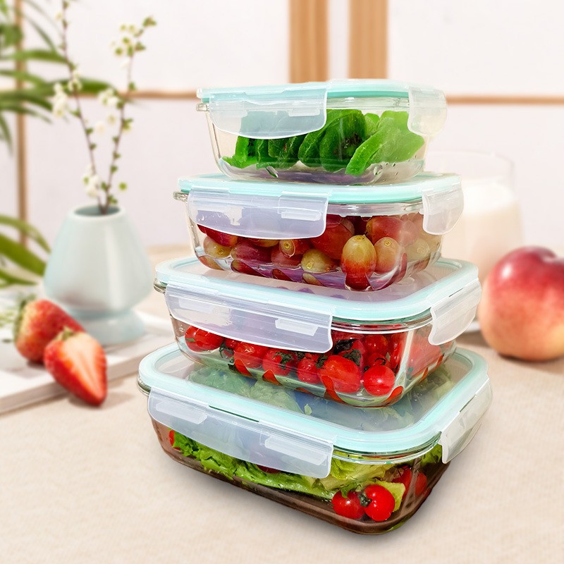 1-Piece Rectangular Glass Food Storage Containers - TezkarShop Official ...