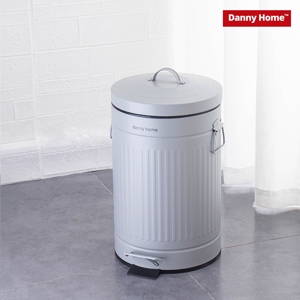 Danny Home 12-Liter Vintage Trash Can with Lid and Pedal - Matt Grey ...