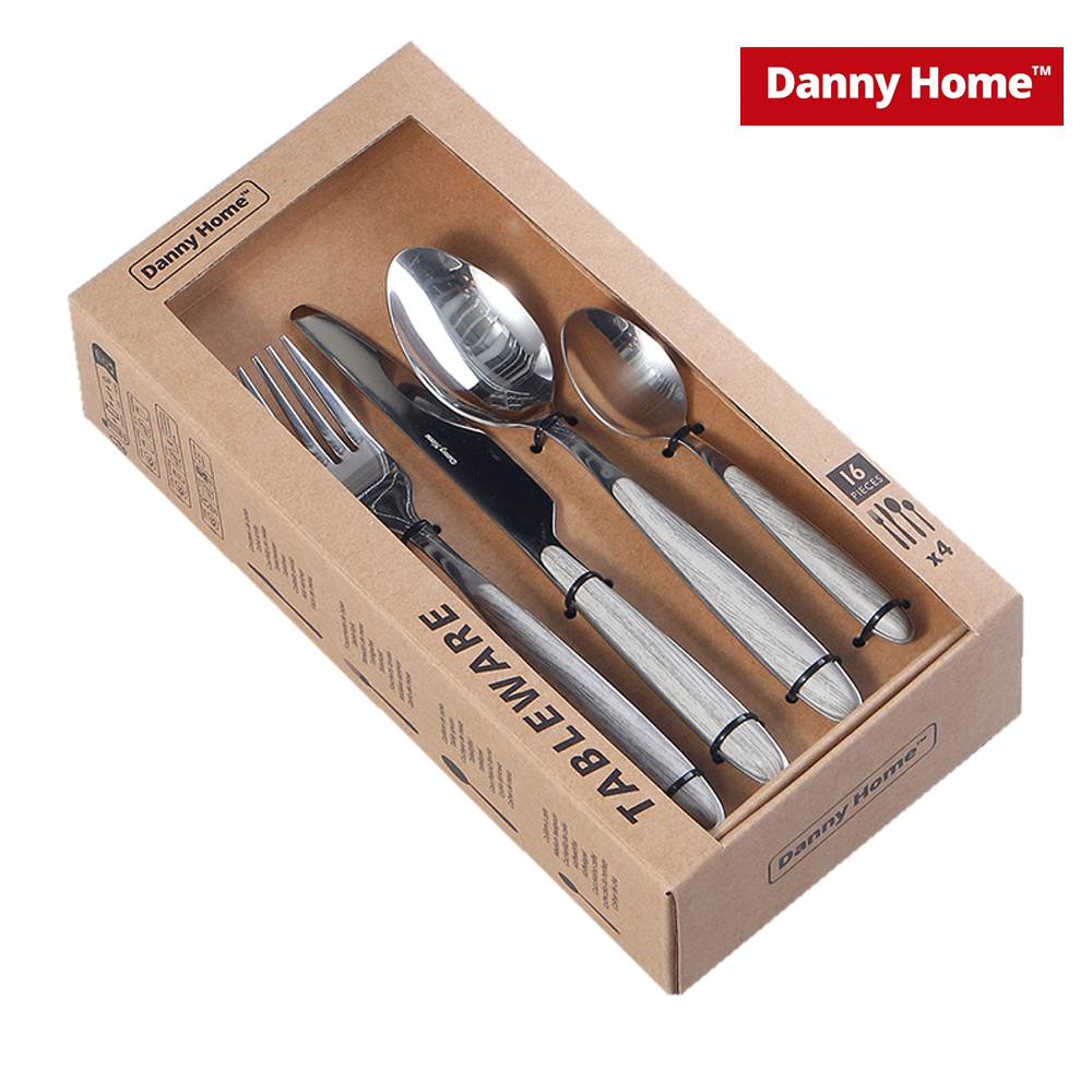 Danny Home 16-Pieces Stainless Steel Elegant Wood Handle Flatware Set ...
