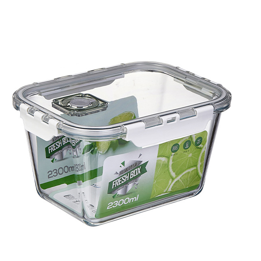 2300ml Borosilicate Rectangle Glass Food Storage Container With ...