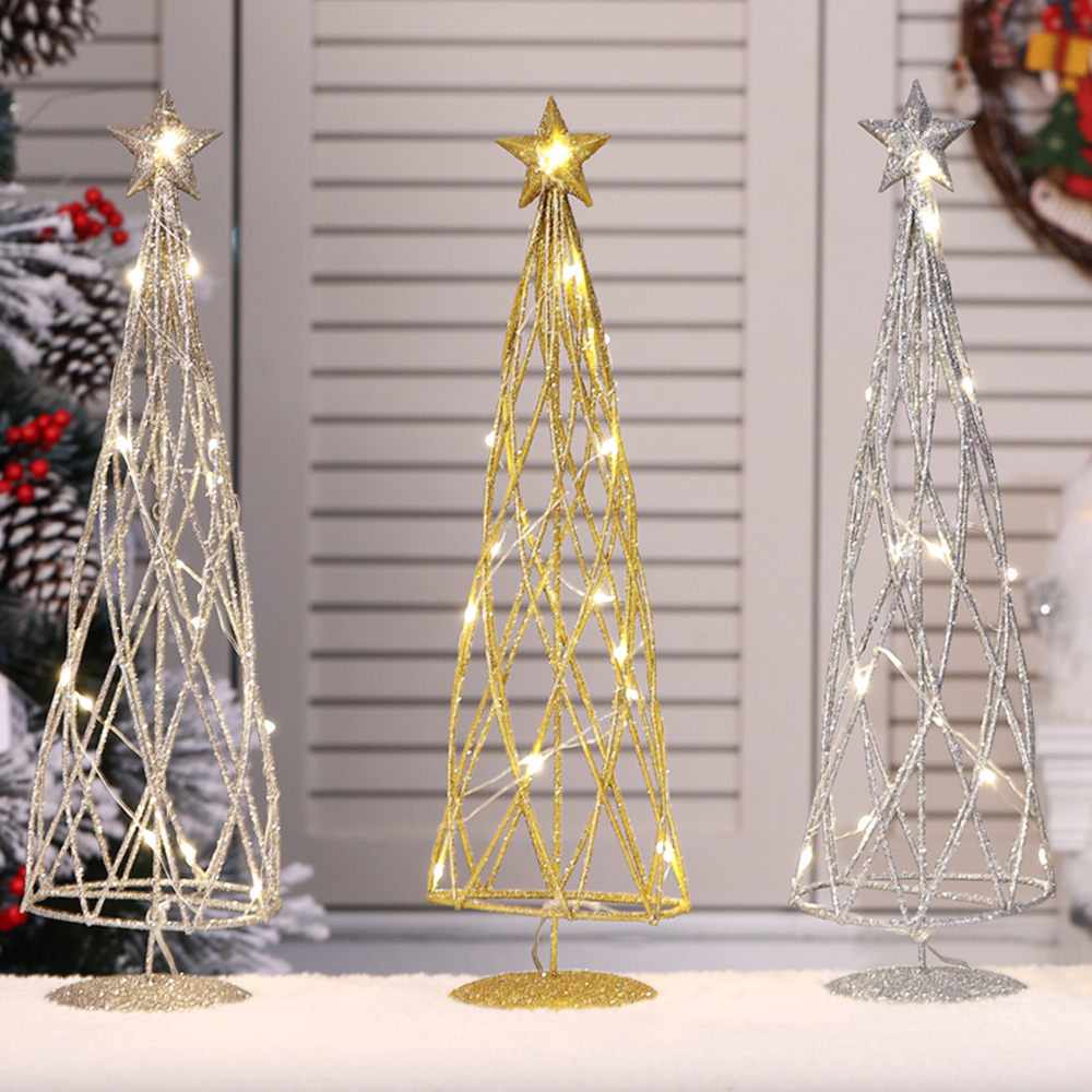 40cm Metal LED Tabletop Christmas Tree - Silver - TezkarShop Official ...