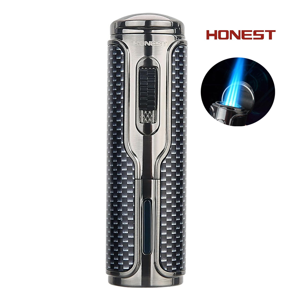 HONEST Torch Lighter Triple Jet Flame Pulse Ignition Power Indicator ...