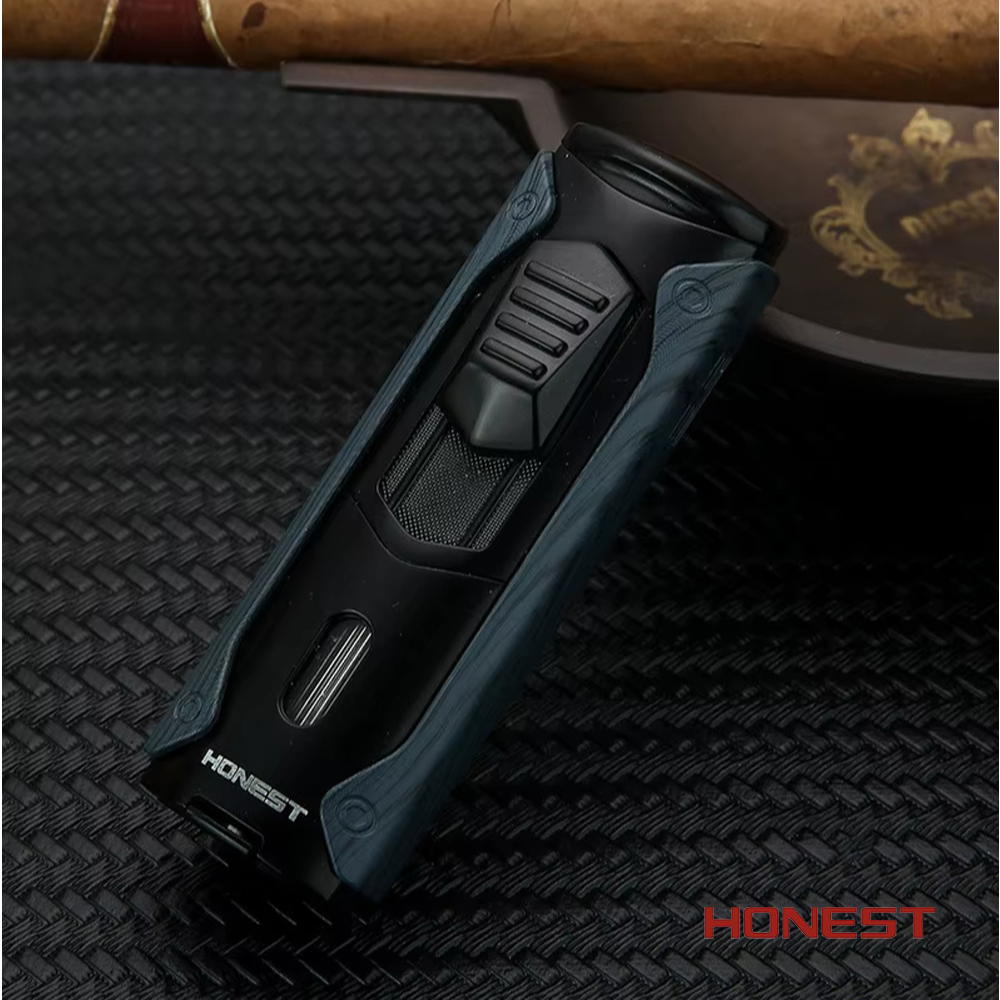 HONEST Four Jet Torch Lighter Built-in Punch - Grey Wood - TezkarShop ...