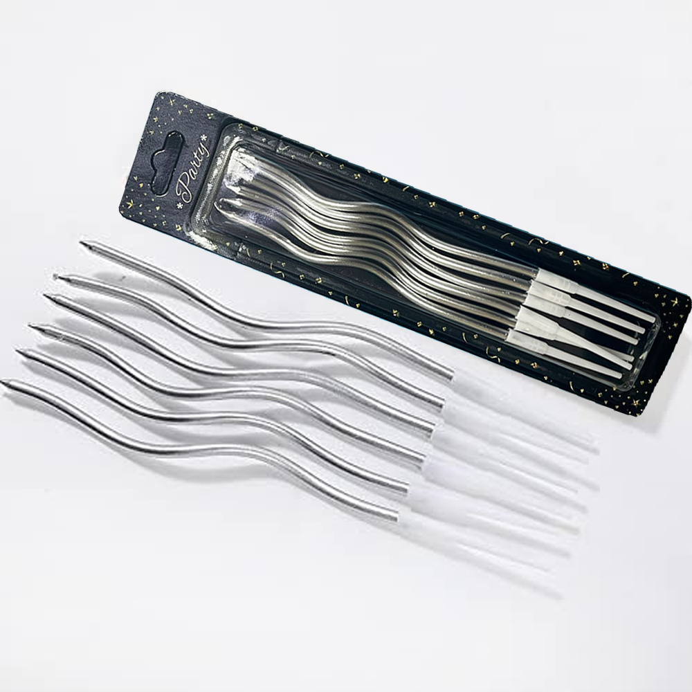 6-Pcs Twisty Birthday Candles Set Metallic Curly - Silver - TezkarShop ...