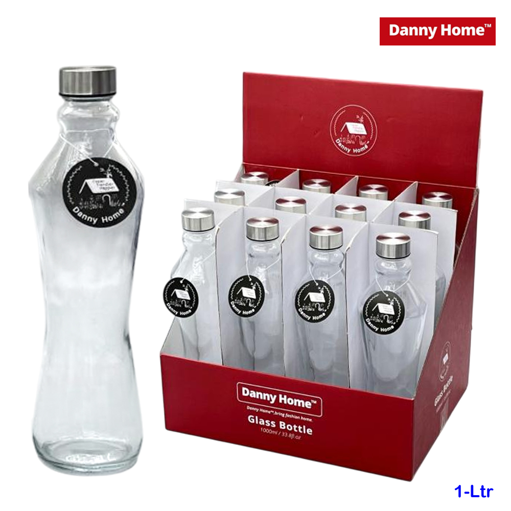 Danny Home Essentials Glass Airtight Water Bottle, 1 Ltr, 12 Pieces ...