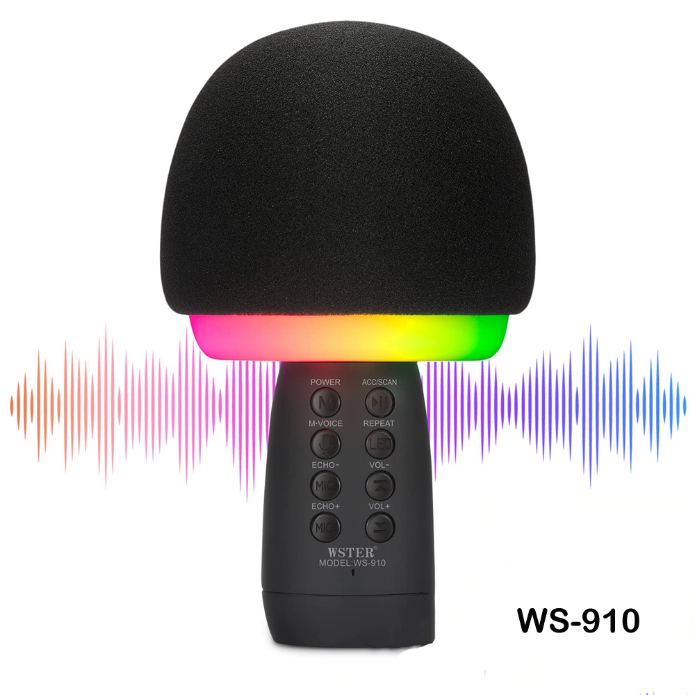 WSTER 7 in 1 Karaoke Microphone LED Karaoke Mic Bluetooth WS-910 - TezkarShop Official Website