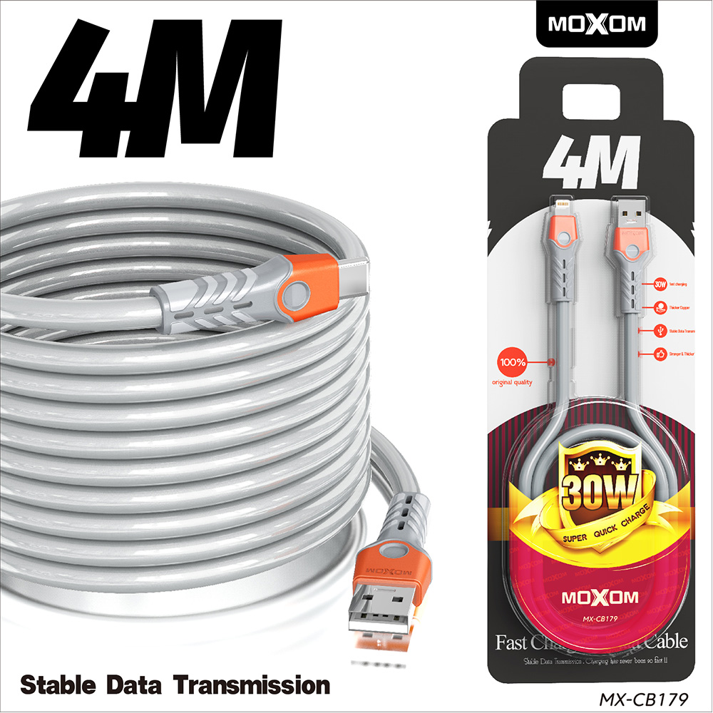 Moxom MX-CB179 30W Fast Charging Data Cable 4m - TezkarShop Official ...