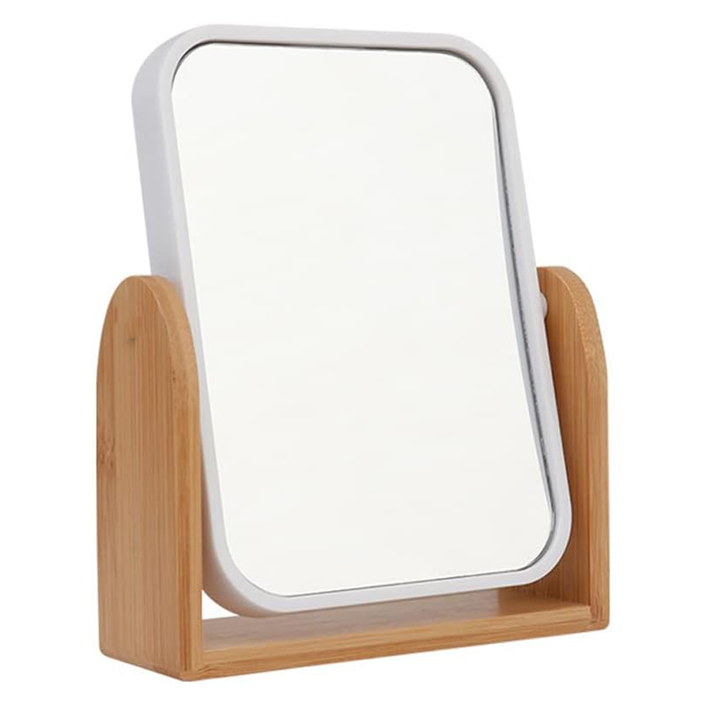 Double Sided Mirror Magnify Mirror 360 Rotatable With Bamboo Stand ...