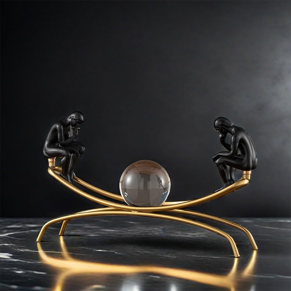 Metal Thinker Statue Figurine with Crystal Ball - TezkarShop Official ...
