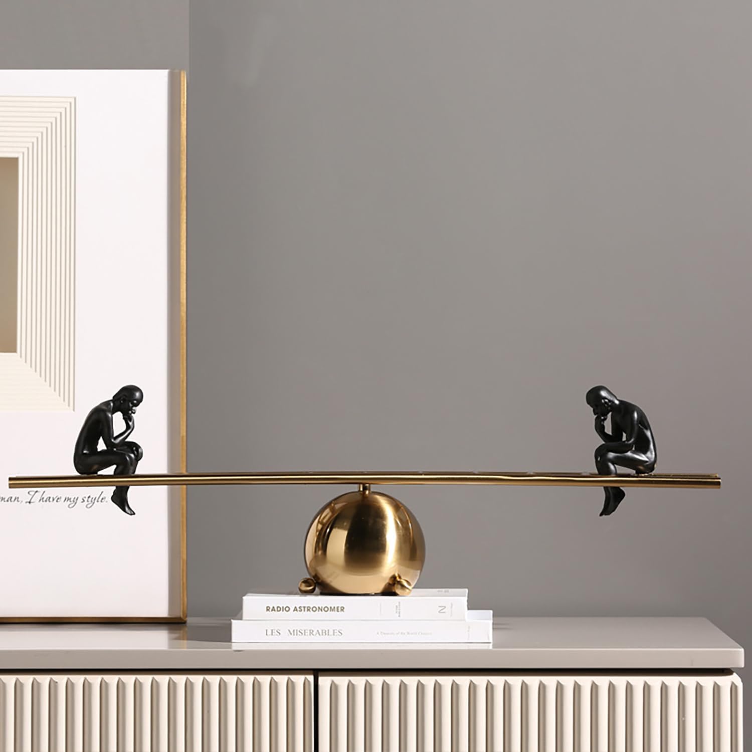 Metal Thinking Man Balancing Ladder Sculptures with 2 Thinking ...