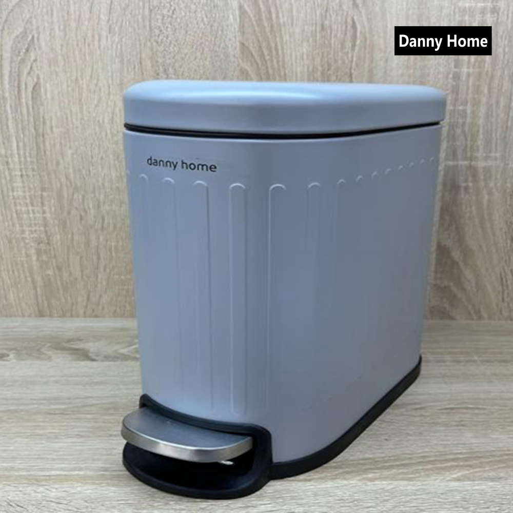 Danny Home 5-Liter Stainless Steel Trash Can with Lid and Pedal - Grey ...