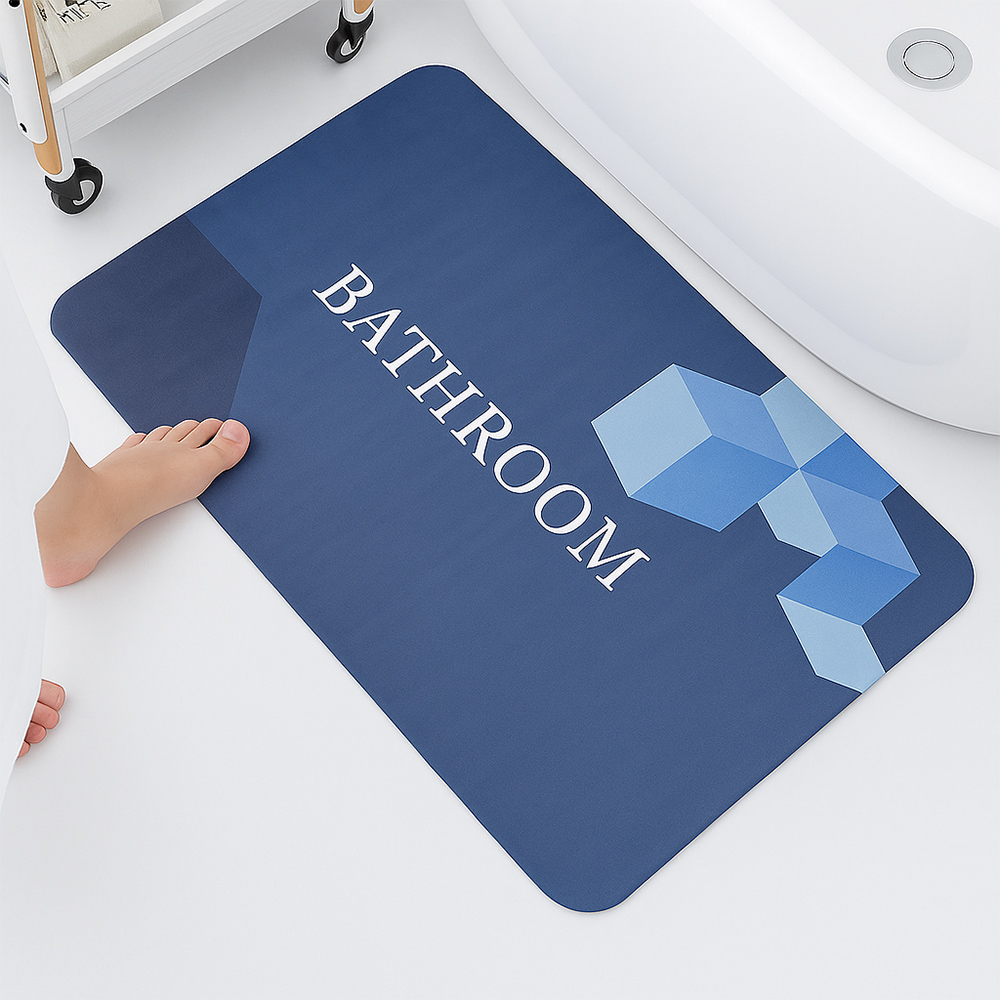 Anti-Slip Bathroom Mat Quick Drying Relax Pattern (L50 x W80 x T0.25)cm ...