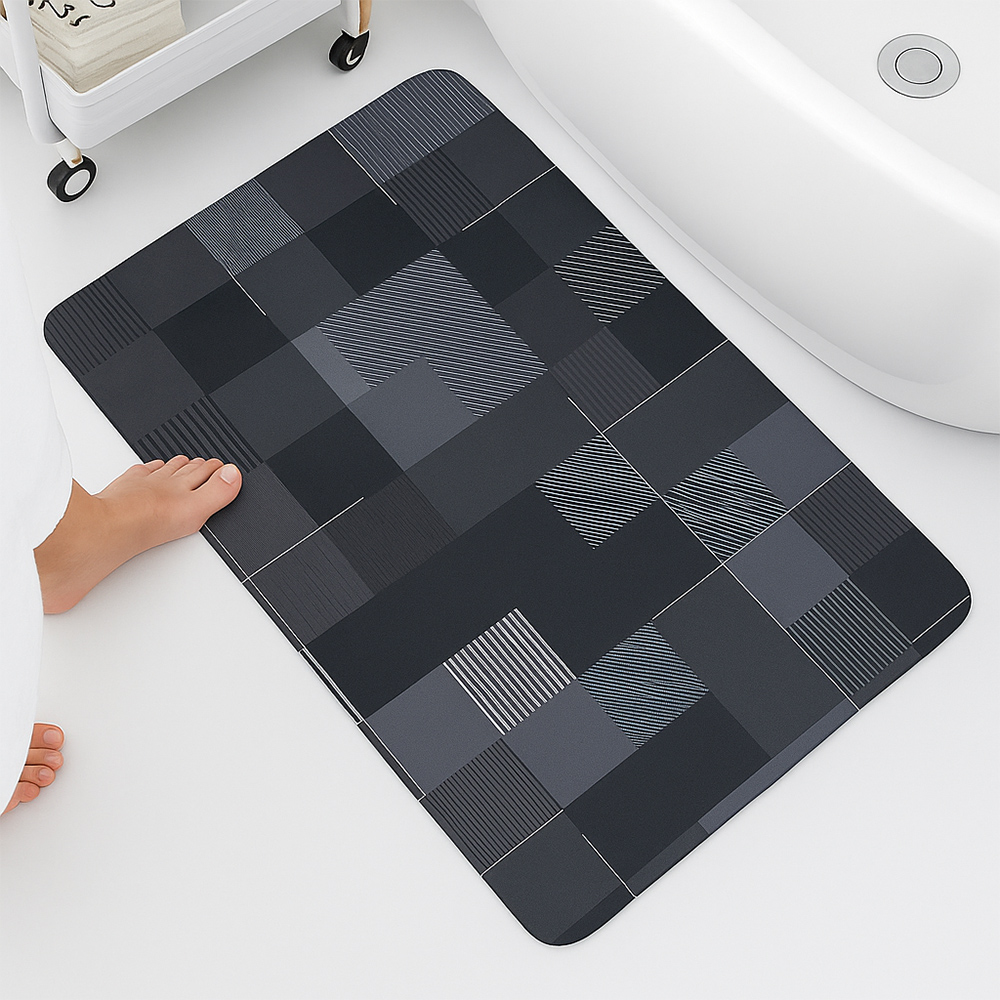 Anti-Slip Bathroom Mat Quick Drying Relax Pattern (L50 x W80 x T0.25)cm ...