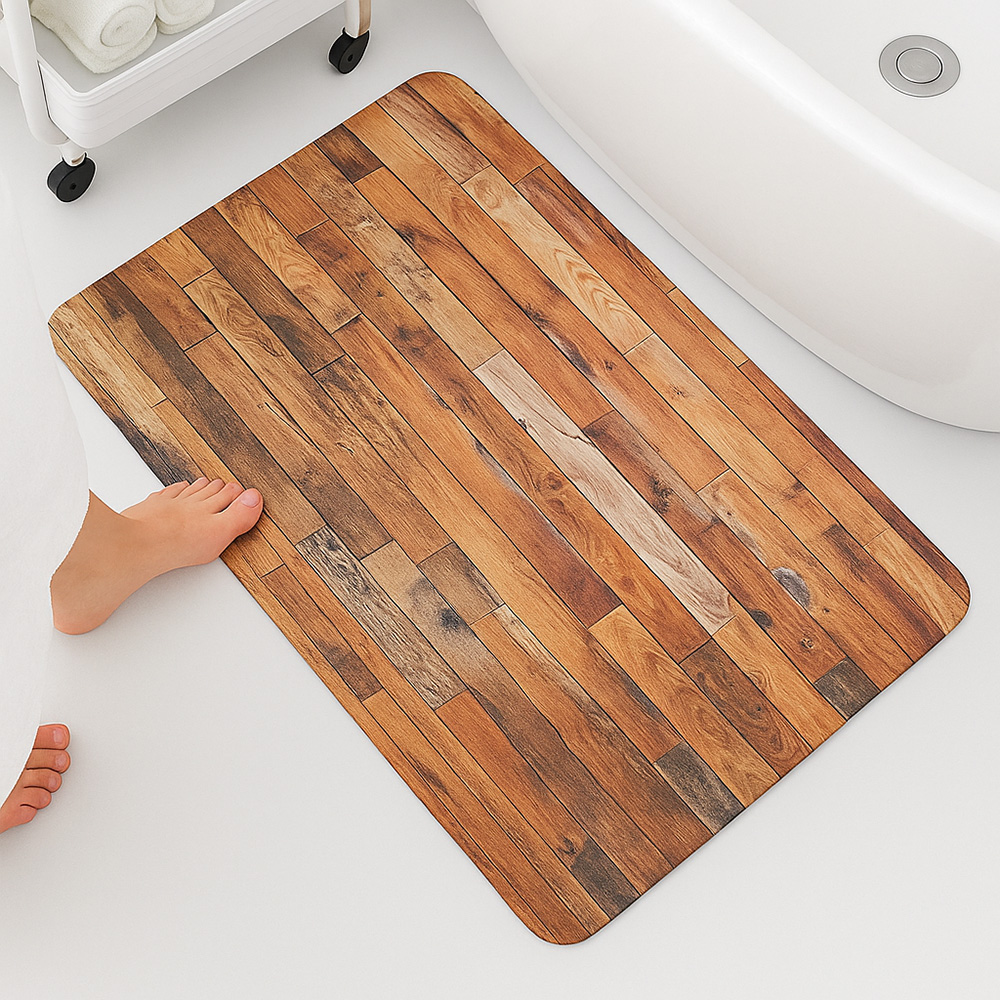 Anti-Slip Bathroom Mat Quick Drying Relax Pattern (L50 x W80 x T0.25)cm ...