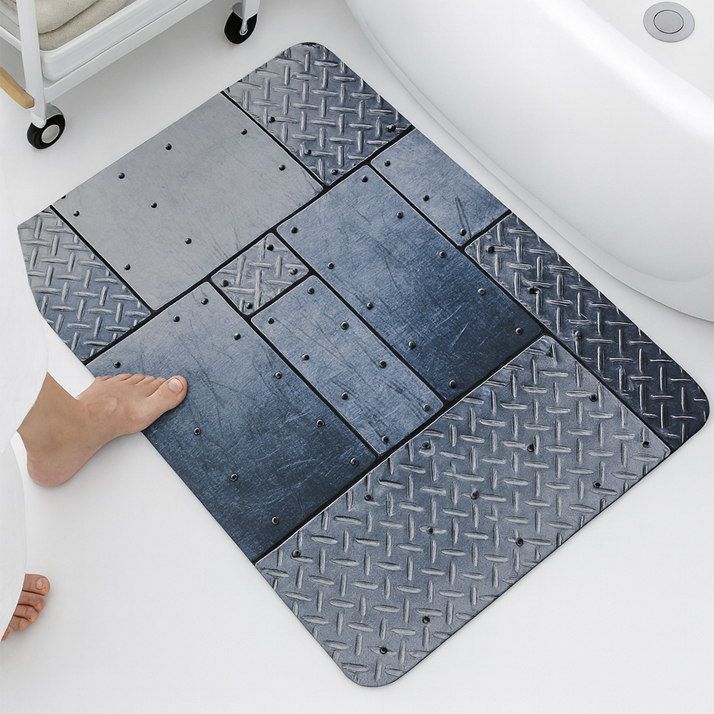 Anti-Slip Bathroom Mat Quick Drying Relax Pattern (L50 x W80 x T0.25)cm ...