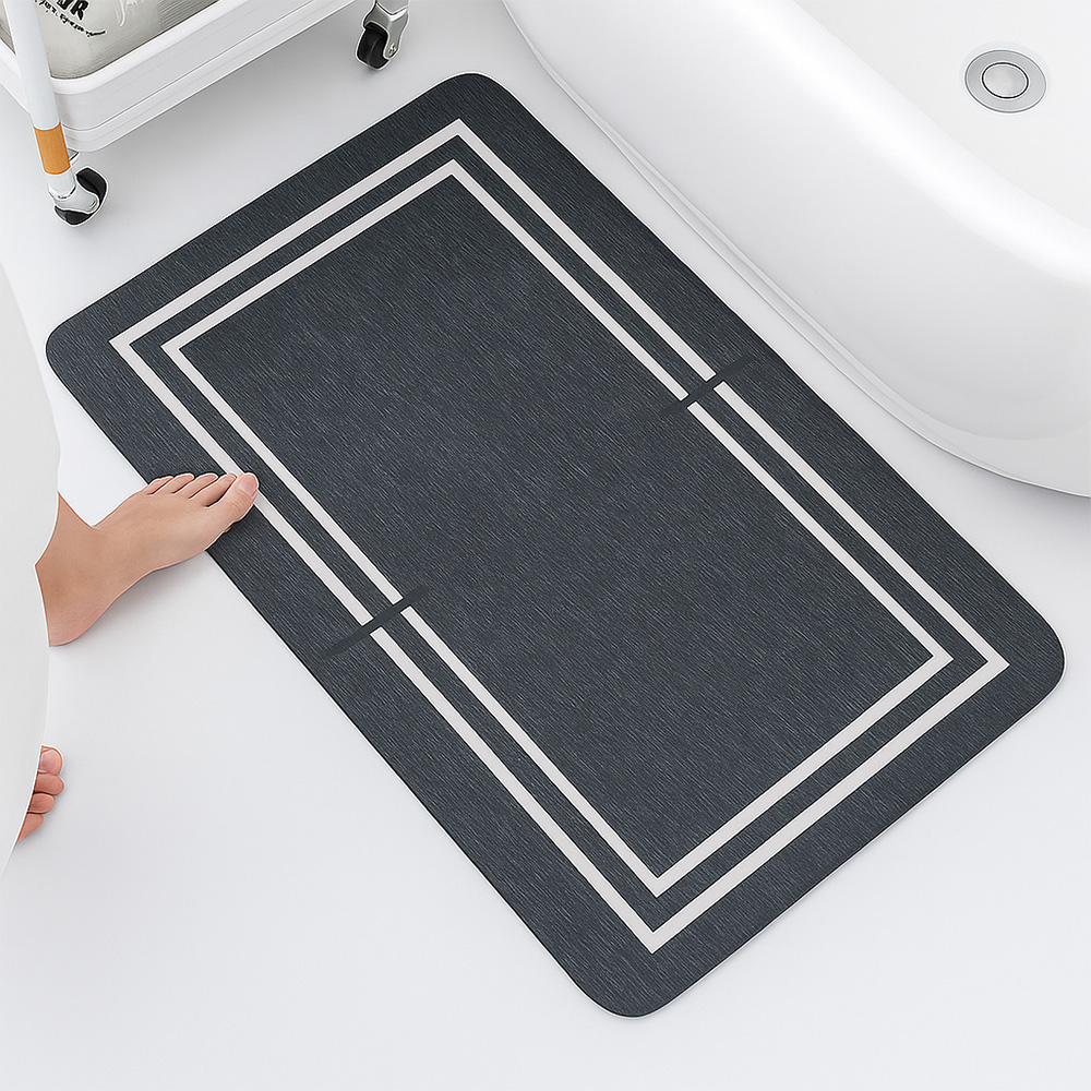 Anti-Slip Bathroom Mat Quick Drying Relax Pattern (L50 x W80 x T0.25)cm ...