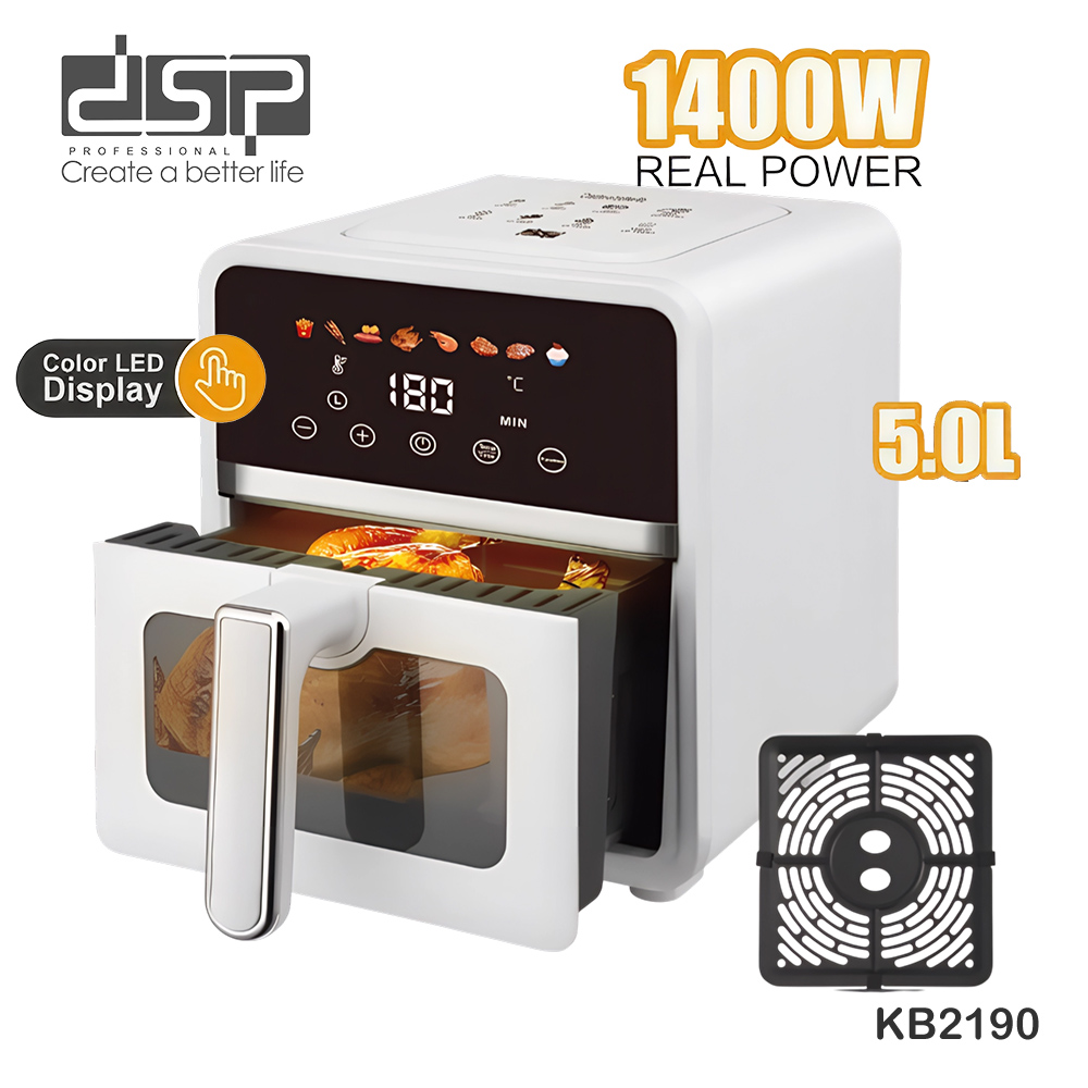 DSP KB2190, Digital Air Fryer – 1400W with LED Display & 8 Preset Menus ...