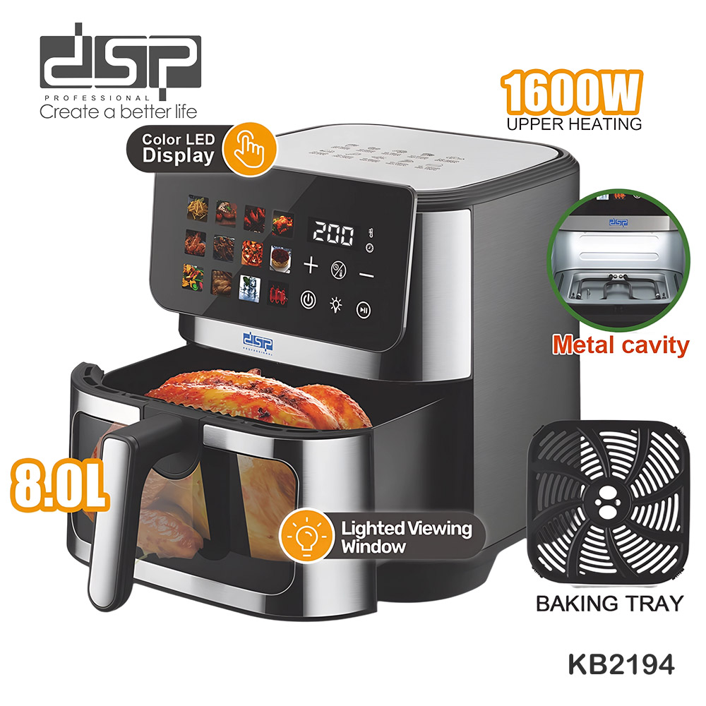 DSP KB2194 Touch Screen Air Fryer 1600W-8Ltr - TezkarShop Official Website