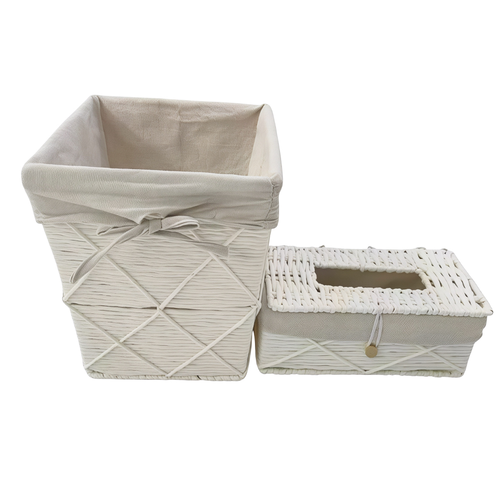Basket & Tissue Box Set – Elegant and Practical Design - White ...